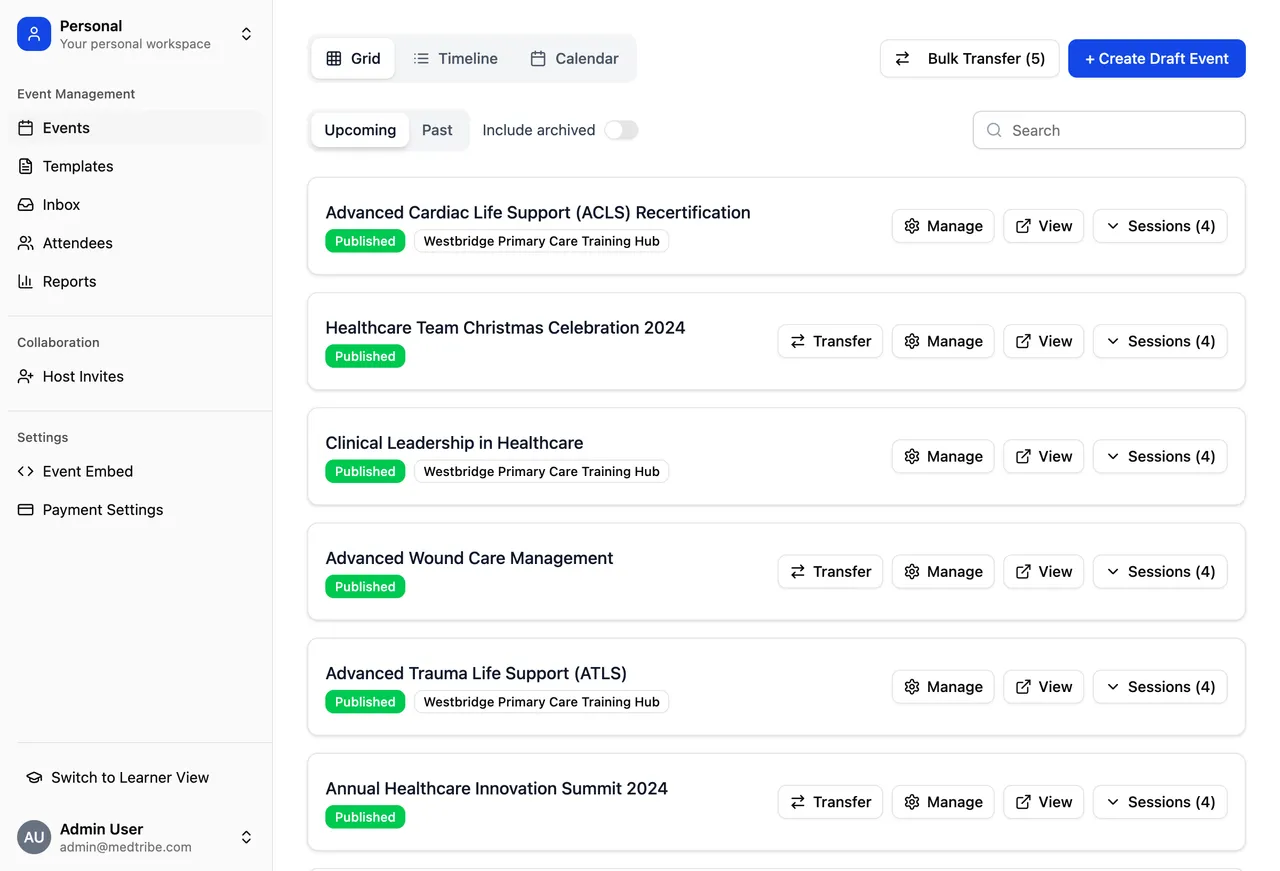 How to Transfer Events and Templates to Your Organisation